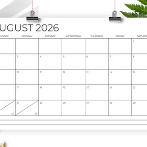 2026 11x17 Calendar Template | INSTANT DOWNLOAD | Thin Sans Serif Type ...