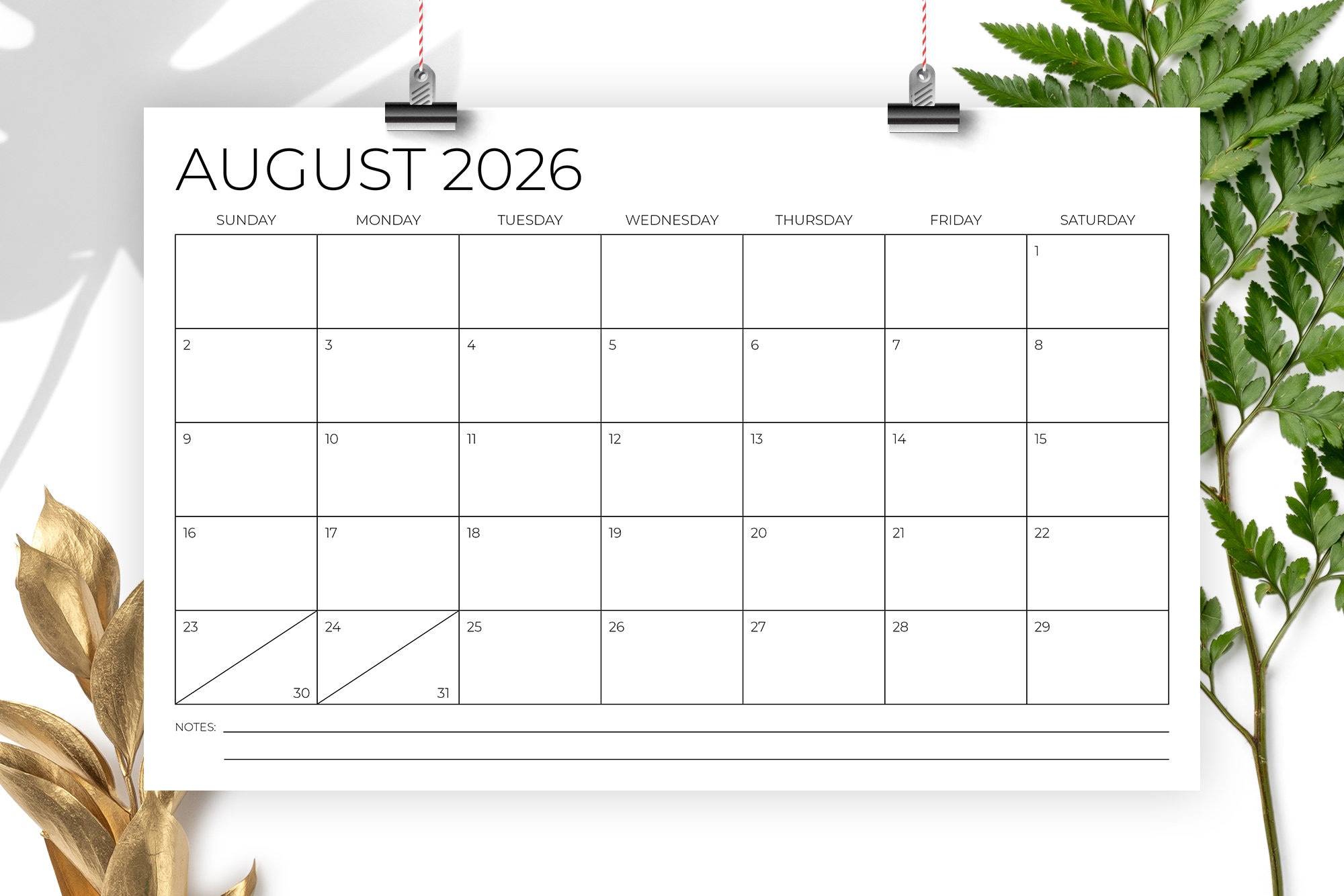2026 11x17 Calendar Template | INSTANT DOWNLOAD | Thin Sans Serif Type ...