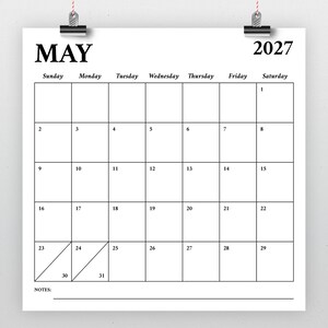 2027 Square 12x12 Calendar Template | INSTANT DOWNLOAD | Bold Serif ...