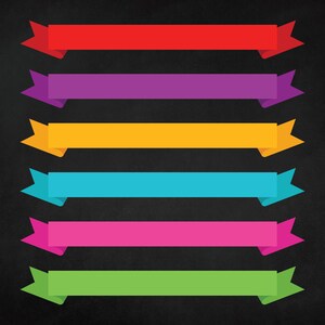 Wide Ribbon Banner Clip Art Set, PNG, SVG, VECTOR, Long Horizontal ...