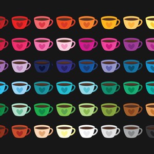 Valentine Coffee Heart Mug Clip Art Set, PNG, SVG, VECTOR, Cute ...