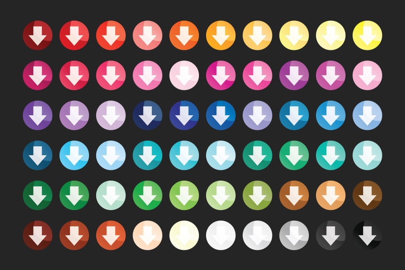 Round Button Clip Art Set PNG SVG VECTOR Ombre Gradient - Etsy