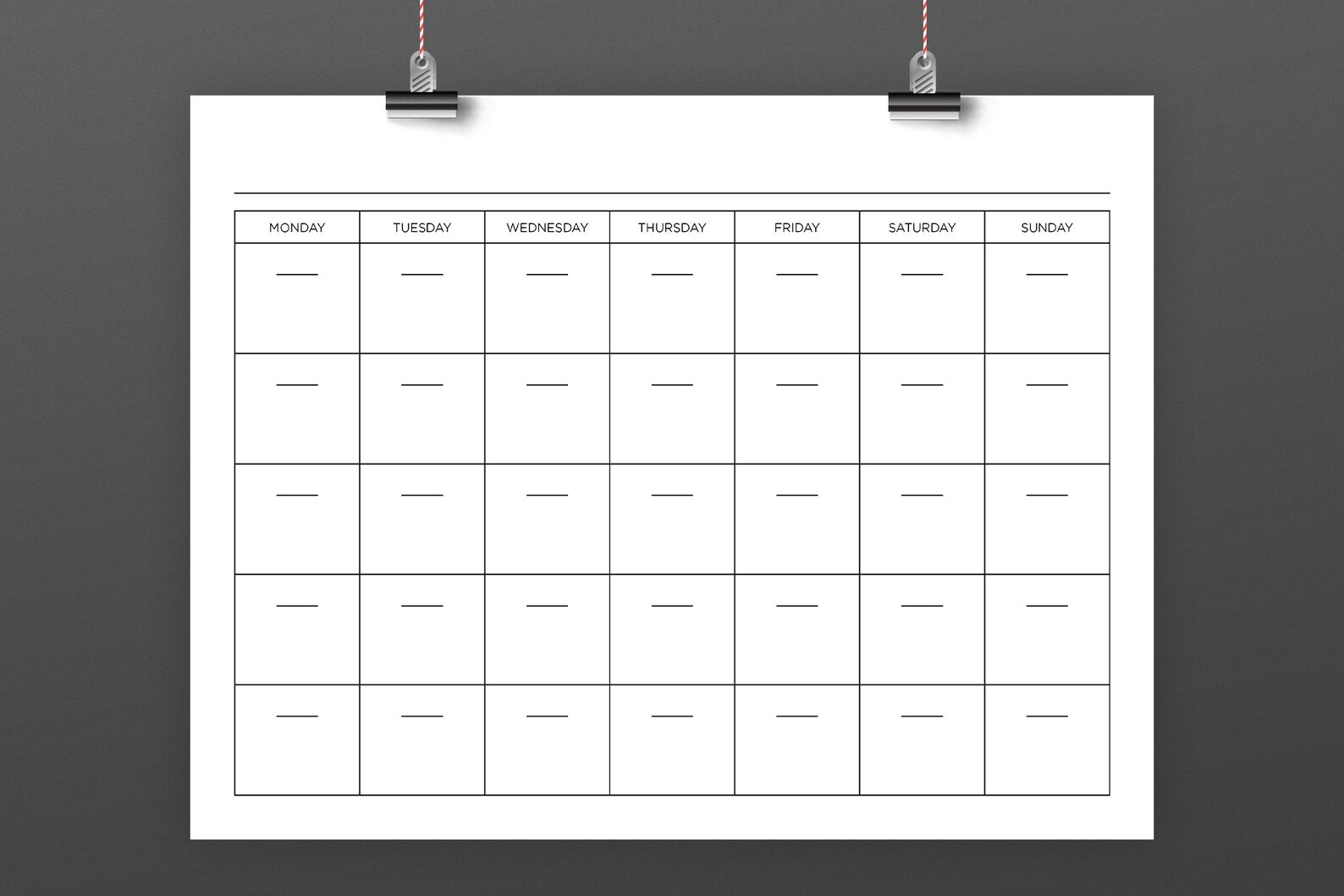 8.5x11 Inch Blank Calendar, 8.5" X 11" Printable Calendar, Calendar ...
