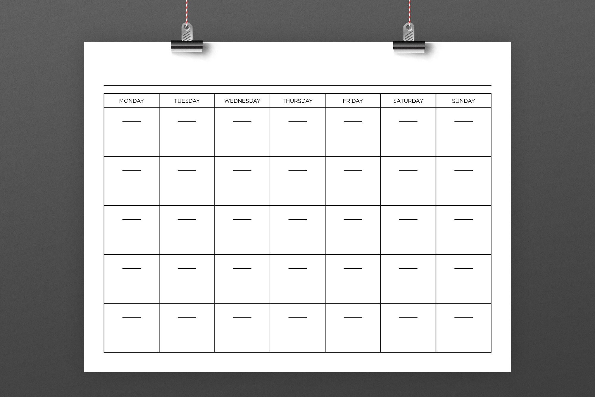 8.5x11 Inch Blank Calendar, 8.5" X 11" Printable Calendar, Calendar ...