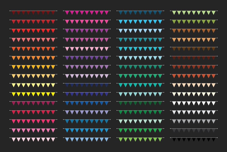 Single Color Triangle Banner Clip Art Set PNG SVG VECTOR | Etsy