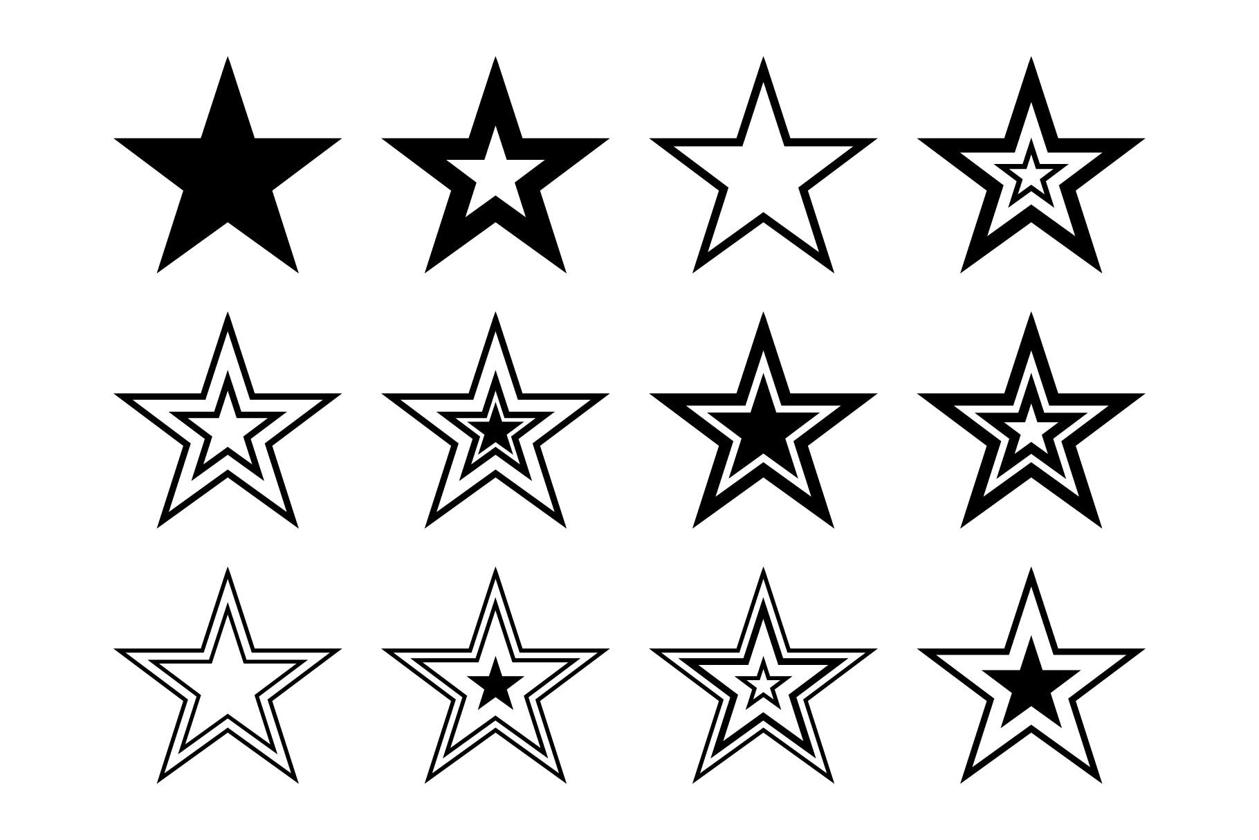 Stars Clip Art Set, PNG, SVG, VECTOR, Black, Gold, Silver, Star Symbol ...