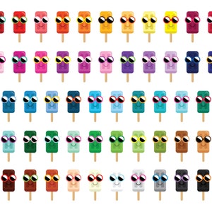 Ice Pops Clip Art Set, PNG, SVG, VECTOR, Cartoon, Happy Face ...