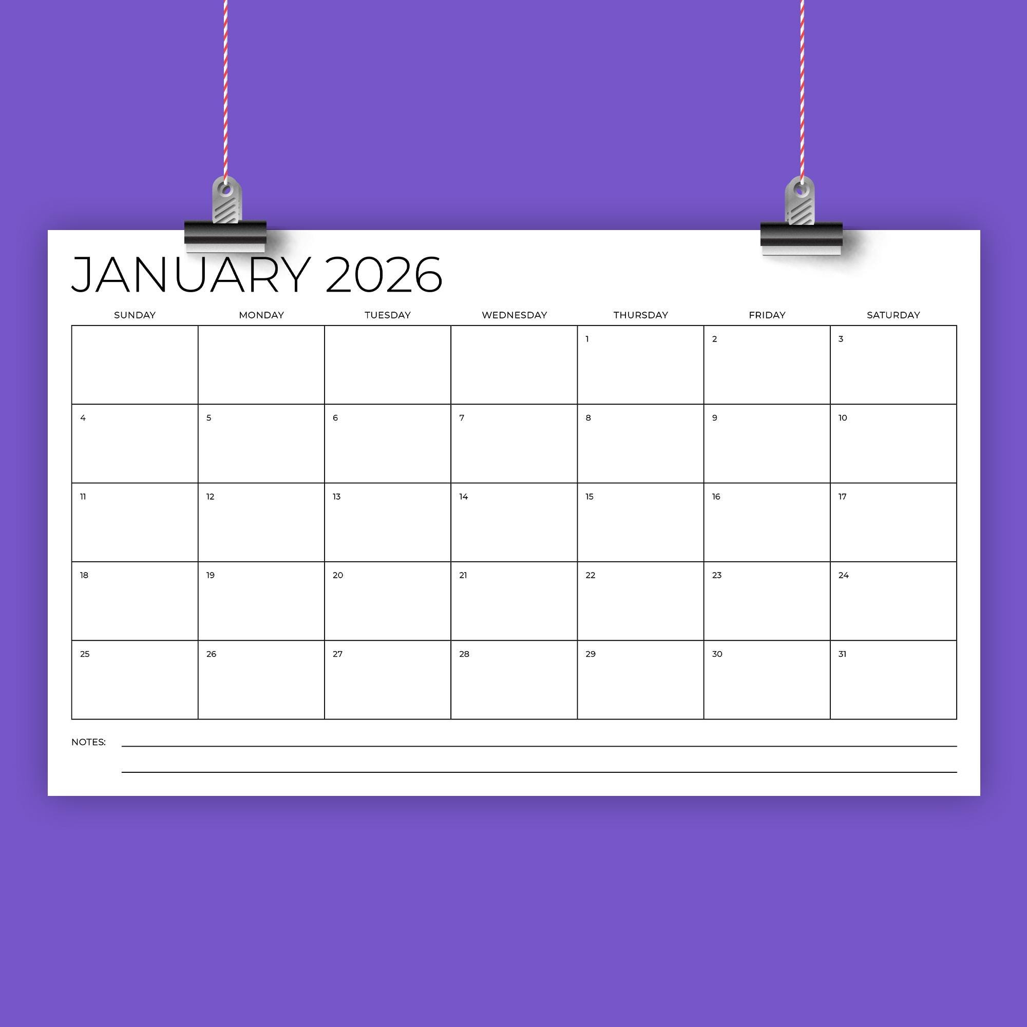 SALE 2026 8.5 X 14 Inch Calendar Template | INSTANT DOWNLOAD | Legal ...