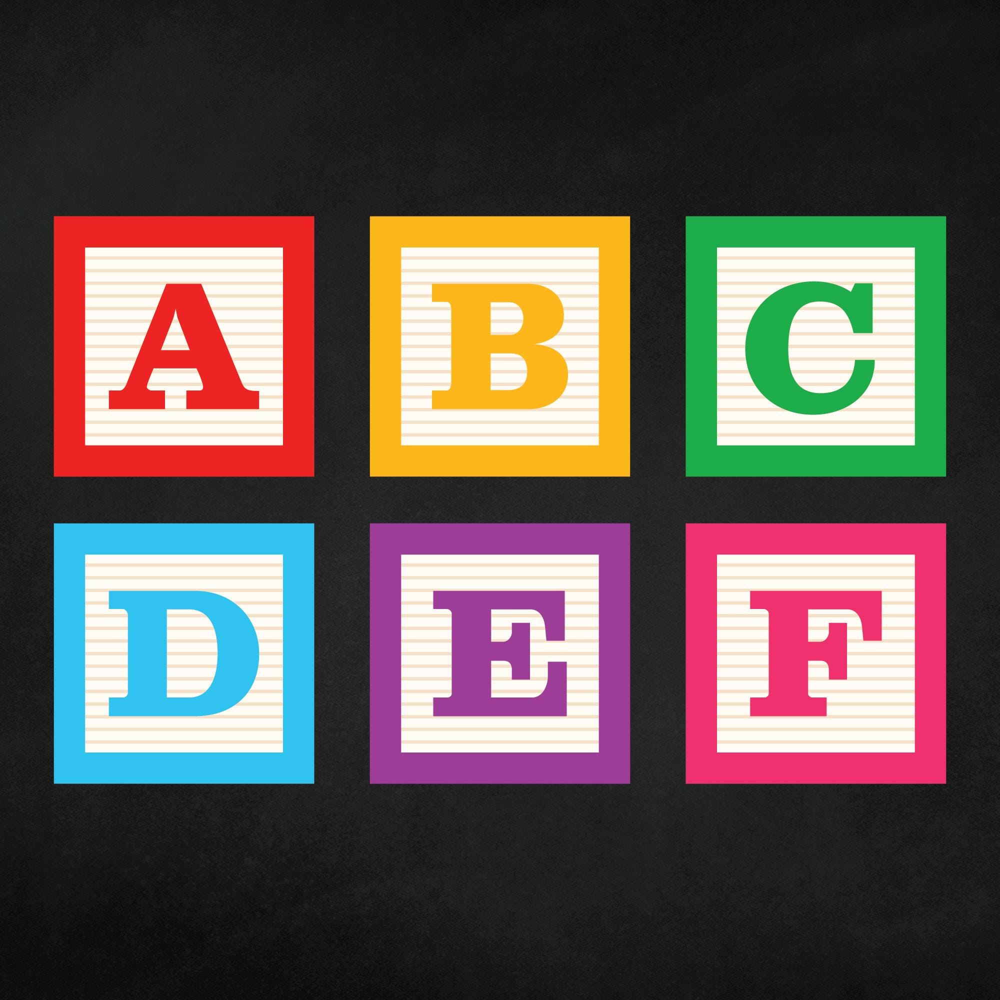 Alphabet Blocks Clip Art Set, PNG, SVG, VECTOR, Preschool Clipart ...