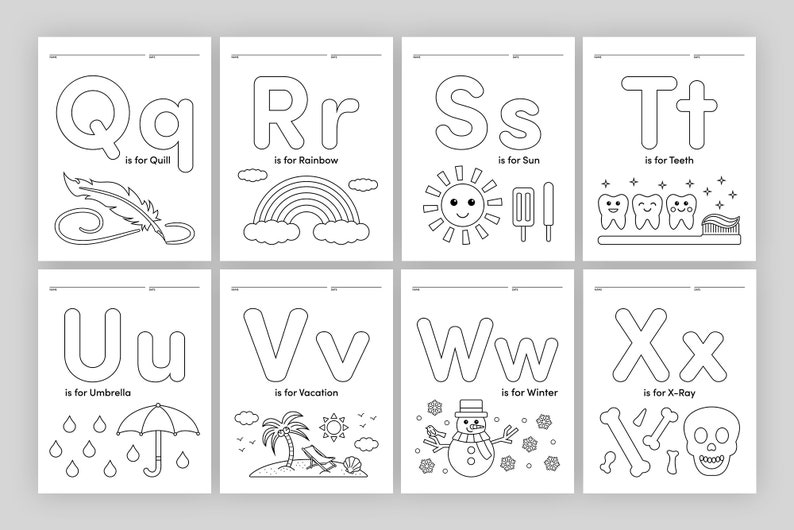 Alphabet Coloring Pages Printable Worksheets Preschool - Etsy
