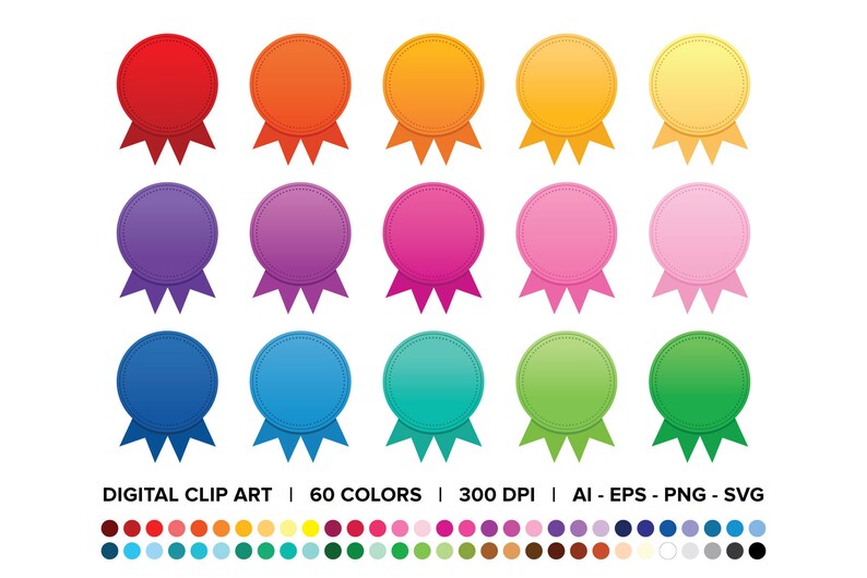 Award Badge Button Clip Art Set, PNG, SVG, VECTOR, Award Winner Clipart ...