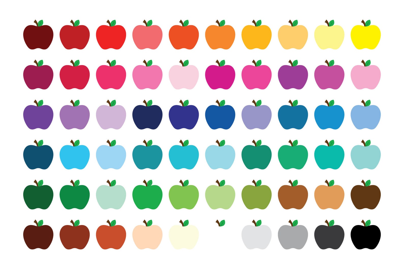 Apple Clip Art Set PNG SVG VECTOR Back to School Food Fruit - Etsy