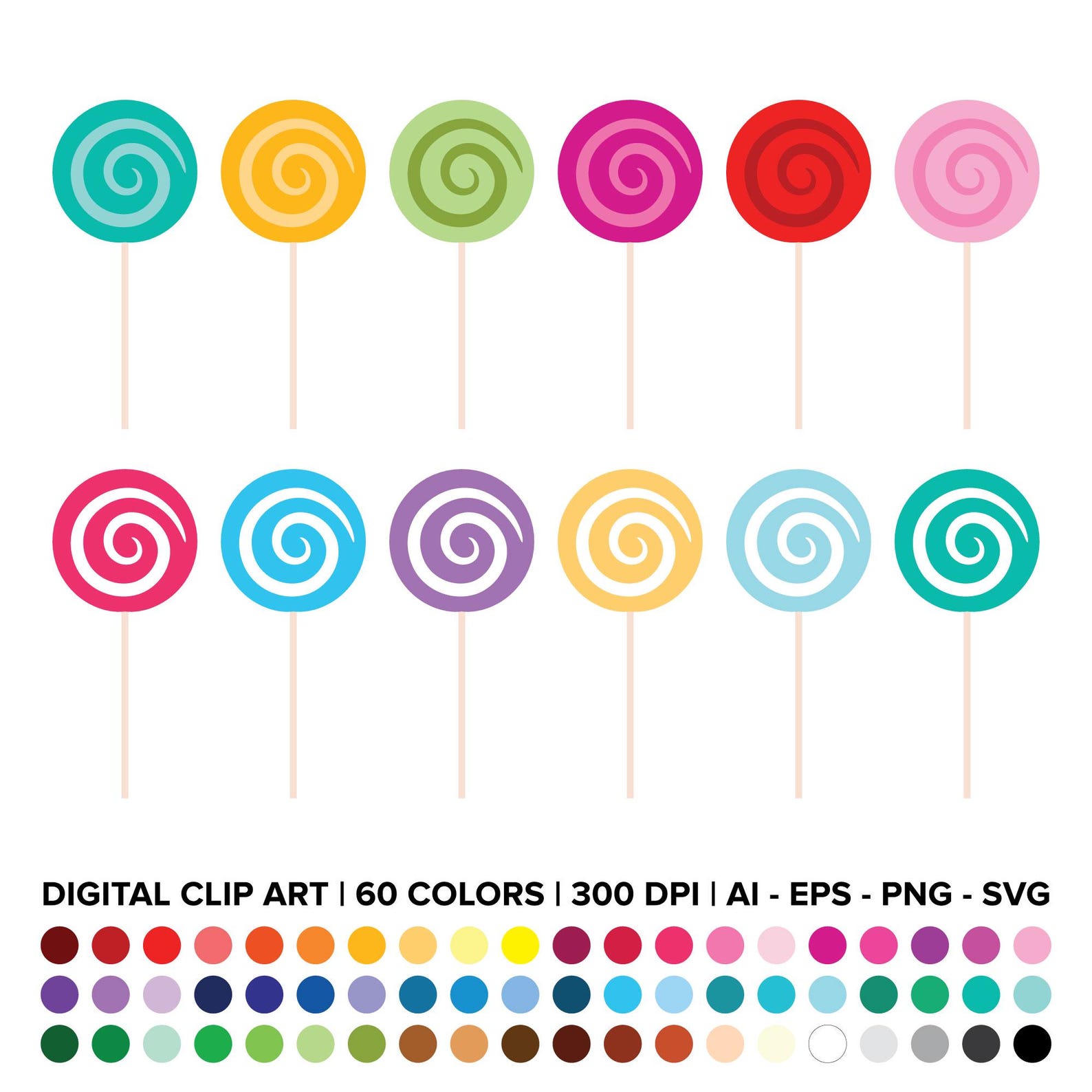 Swirl Lollipops Clip Art, PNG, SVG, VECTOR, Candy Clip Art, Lollipop ...