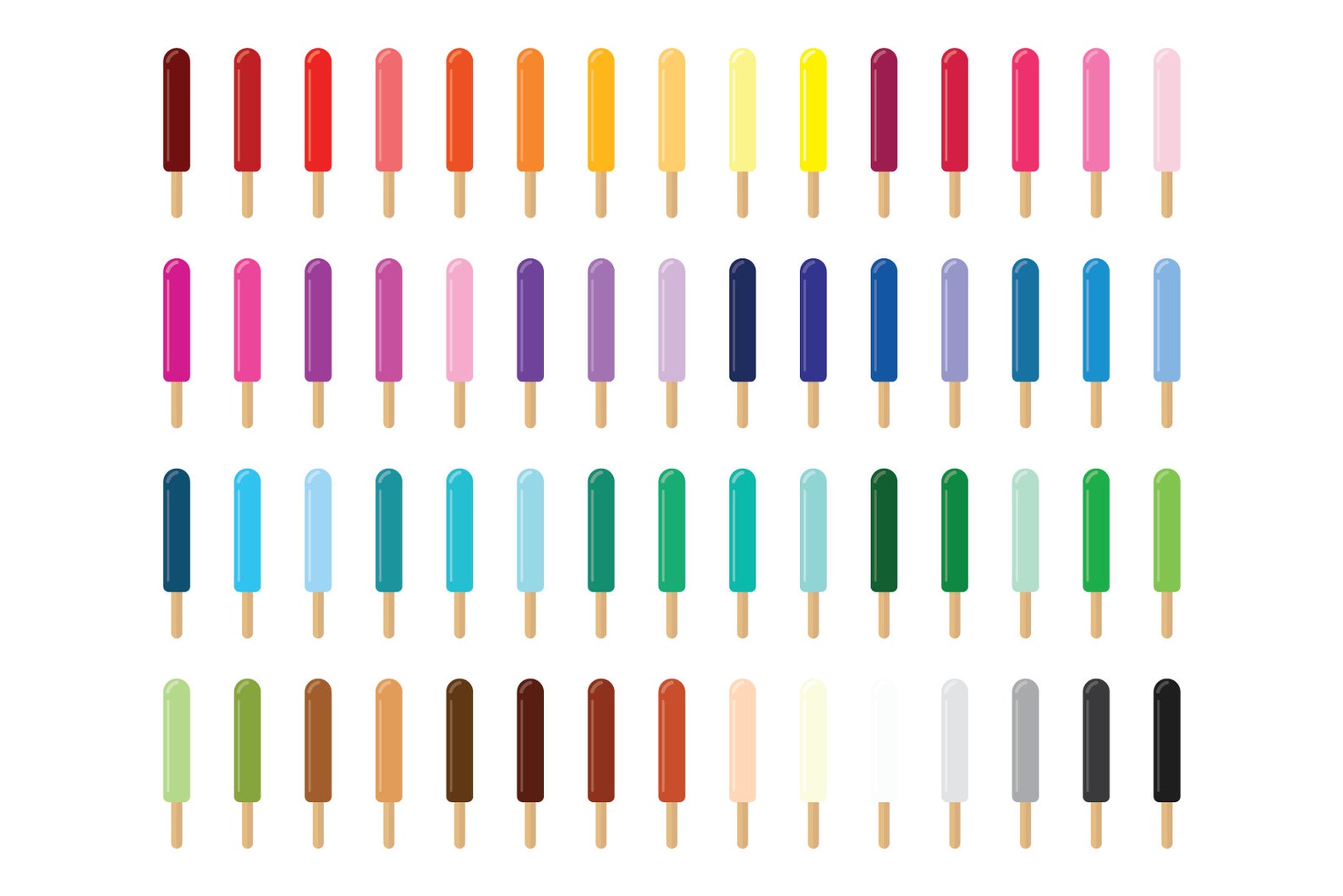 Popsicles & Ice Pops Clip Art Set, PNG, SVG, VECTOR, Dessert Clipart ...