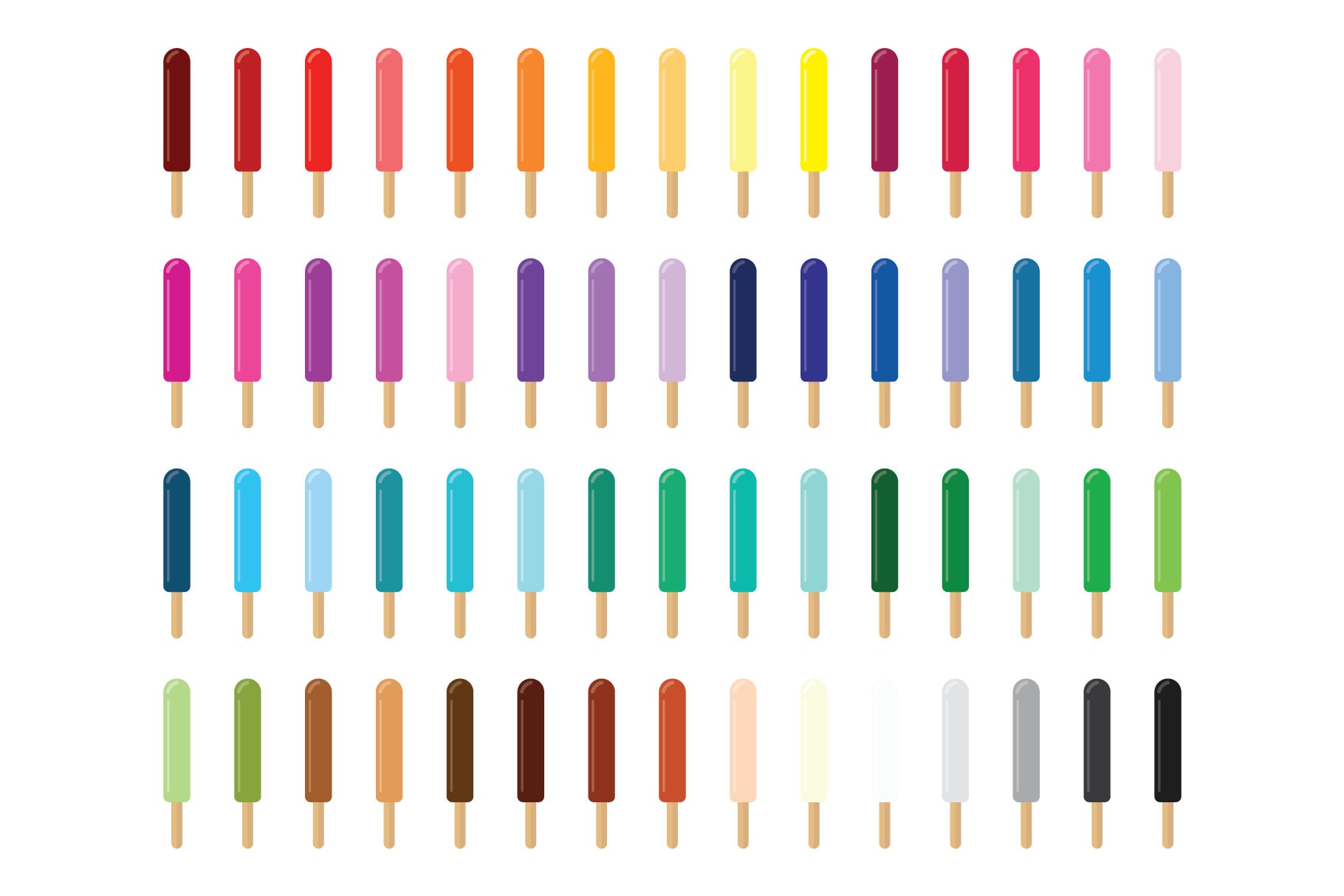 Popsicles & Ice Pops Clip Art Set, PNG, SVG, VECTOR, Dessert Clipart ...