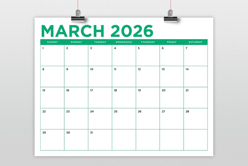 SALE 2026 8.5 X 11 Inch Color Calendar Template | INSTANT DOWNLOAD ...