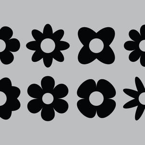 Retro Flowers Clip Art Set, PNG, SVG, VECTOR, Flower Silhouette, Flower ...