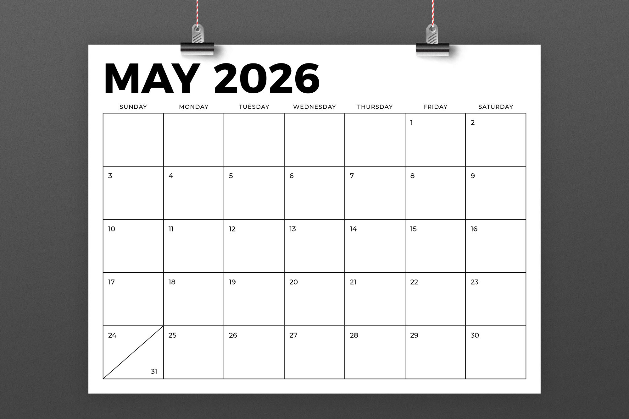 SALE 2026 8.5 X 11 Inch Calendar Template | INSTANT DOWNLOAD | Modern ...