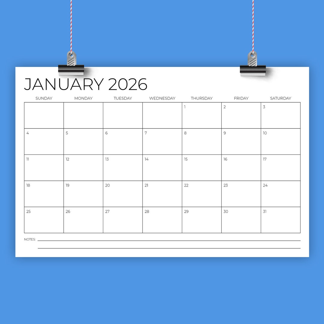 2026 11x17 Calendar Template | INSTANT DOWNLOAD | Thin Sans Serif Type ...