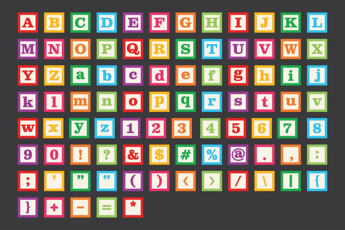 Alphabet Blocks Clip Art Set PNG SVG VECTOR Cute Simple | Etsy