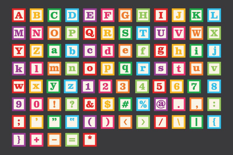 Alphabet Blocks Clip Art Set PNG SVG VECTOR Cute Simple | Etsy
