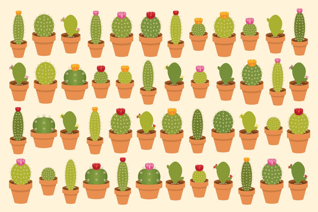 SALE Potted Cactus Clip Art, PNG, SVG, Vector, Succulent, Houseplant ...