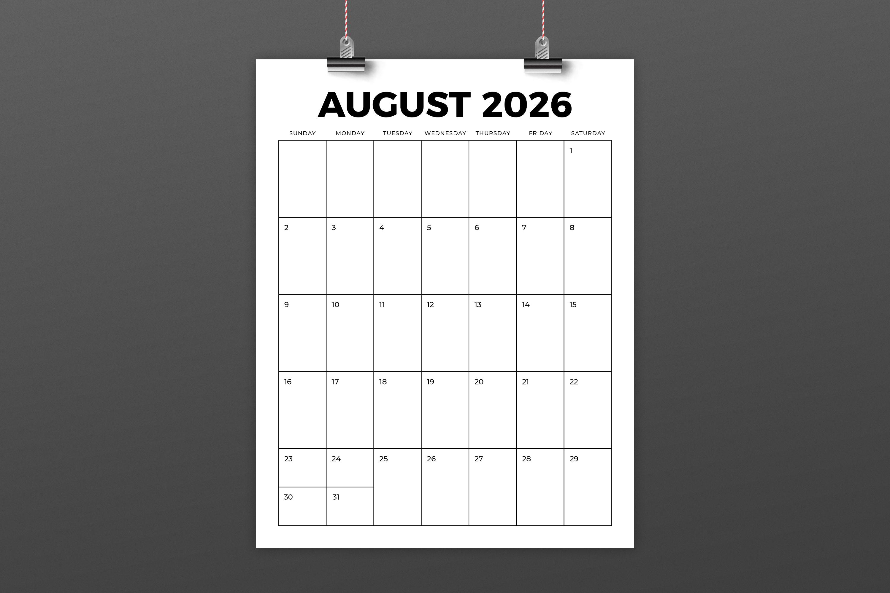 SALE 2026 Vertical 8.5 X 11 Inch Calendar Template | INSTANT DOWNLOAD ...