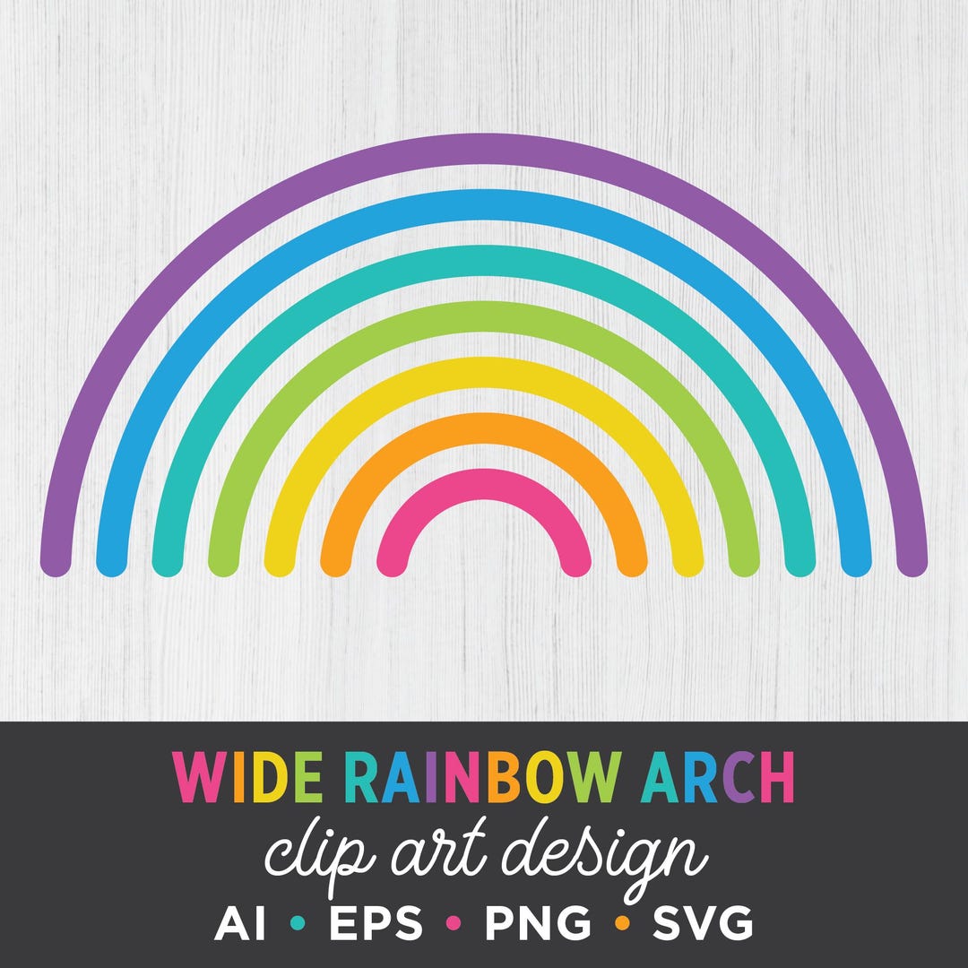 Wide Rainbow Arch Clip Art Set, PNG, SVG, VECTOR, Modern Rainbow Shape ...