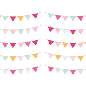 Spring Pink Orange & Mint Bunting Banner Clip Art Set, PNG, SVG, VECTOR ...