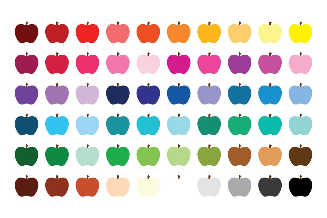 Apple Clip Art Set PNG SVG VECTOR Back to School Food Fruit - Etsy