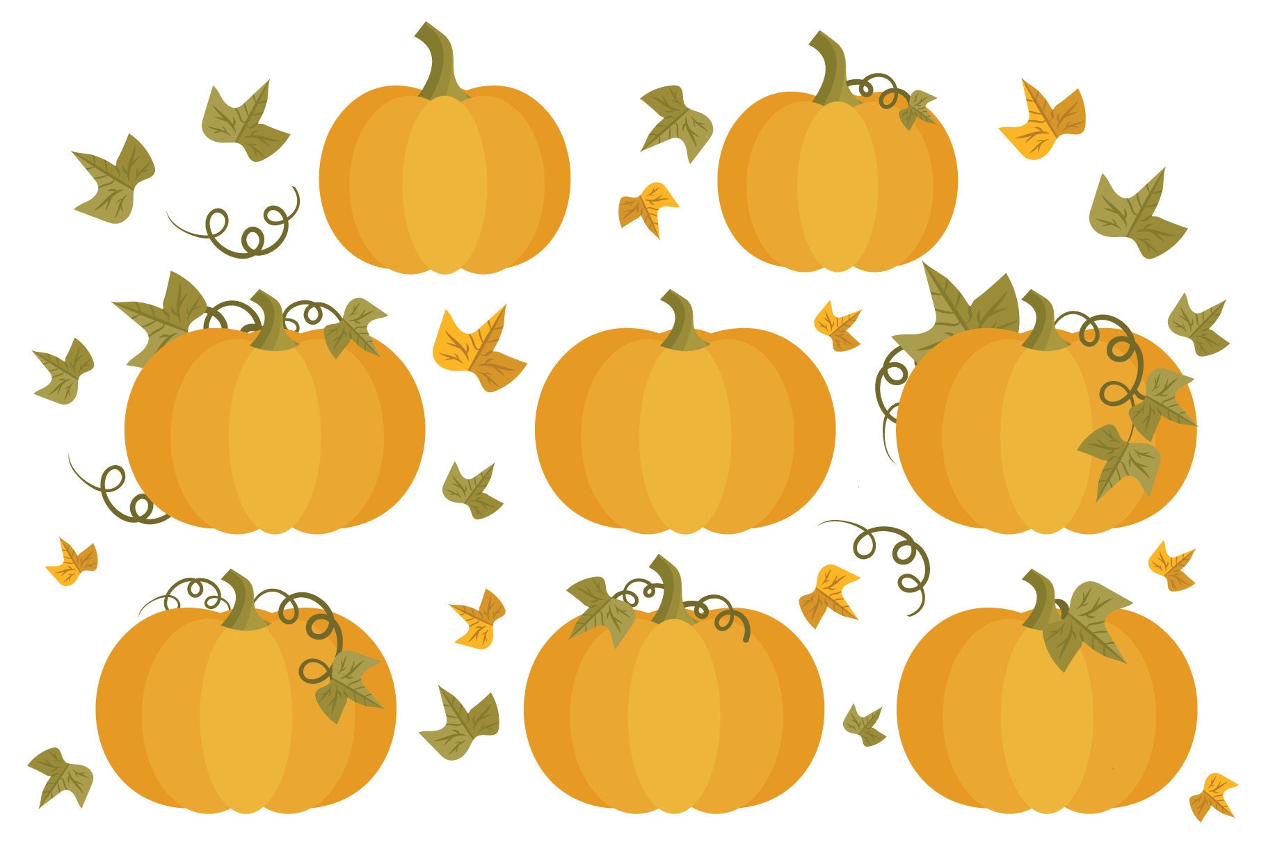 Fall Pumpkins Clip Art Set PNG SVG VECTOR Carved Halloween | Etsy