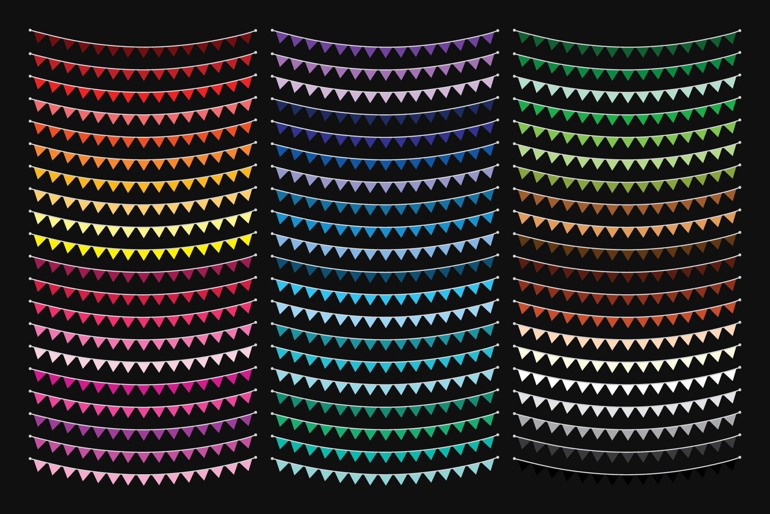 Single Color Triangle Banner Clip Art Set PNG SVG VECTOR - Etsy