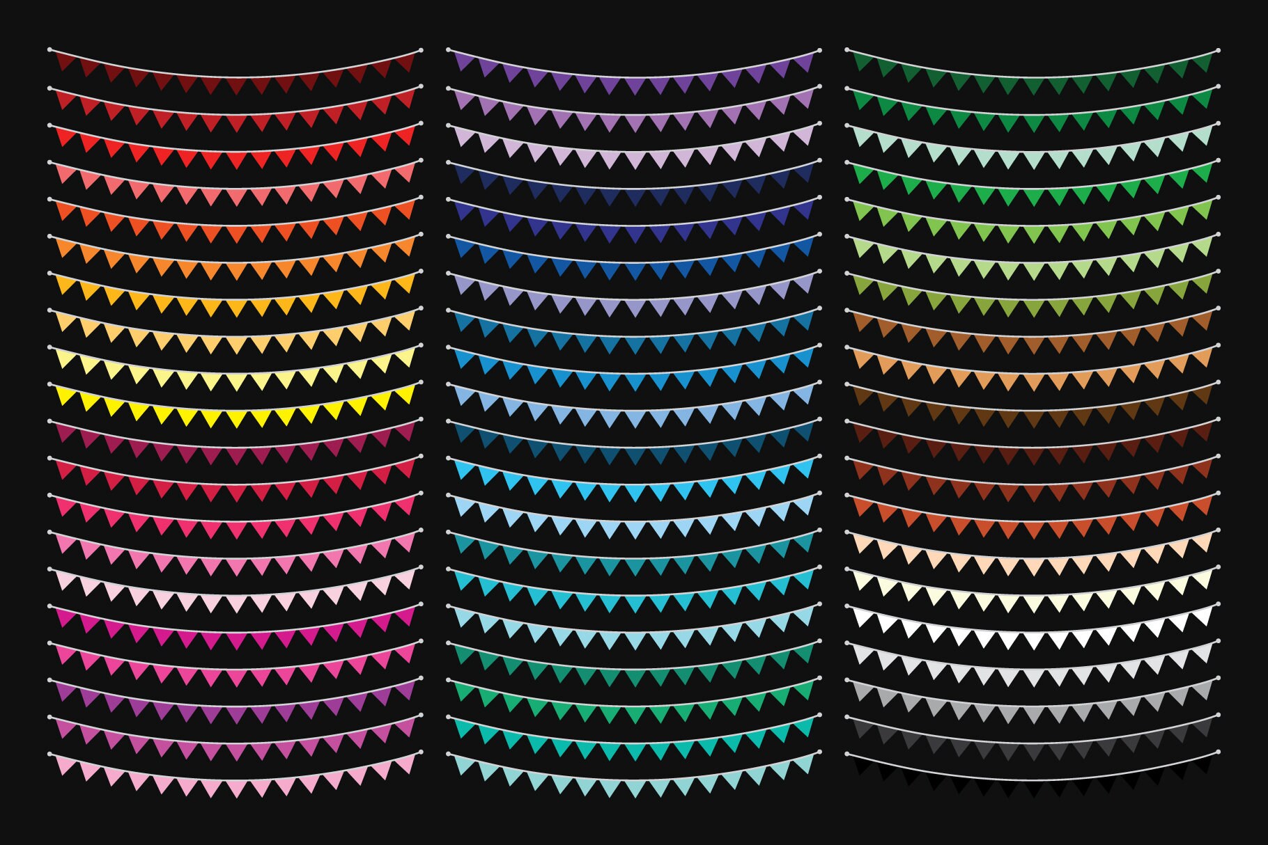 Single Color Triangle Banner Clip Art Set PNG SVG VECTOR - Etsy