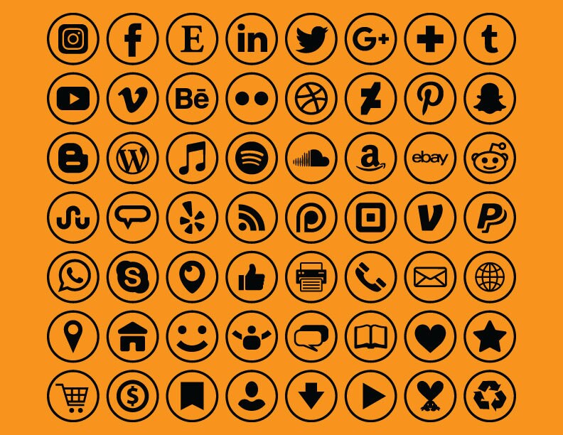 Circle Social Media Icons Set PNG SVG VECTOR Transparent | Etsy