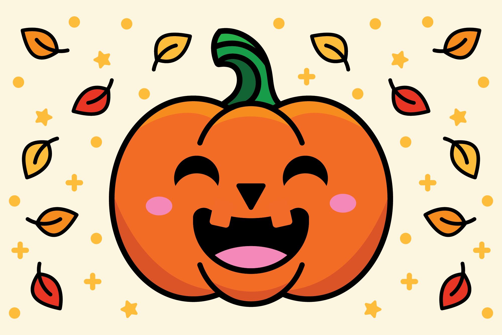 Happy Orange Pumpkin Clip Art Set, PNG, SVG, VECTOR, Kawaii Clipart ...