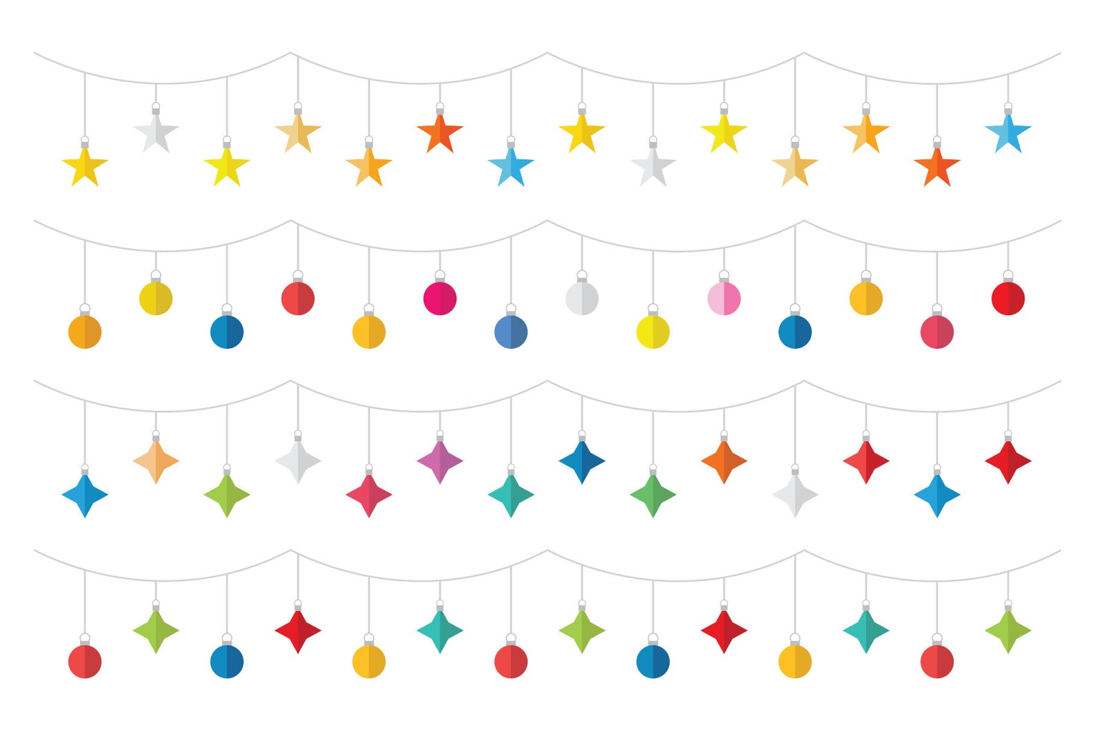 Christmas Tree Party Clip Art Set PNG SVG VECTOR Colorful - Etsy