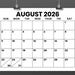 2026 8.5 X 11 Inch Large Number Calendar Template | INSTANT DOWNLOAD ...