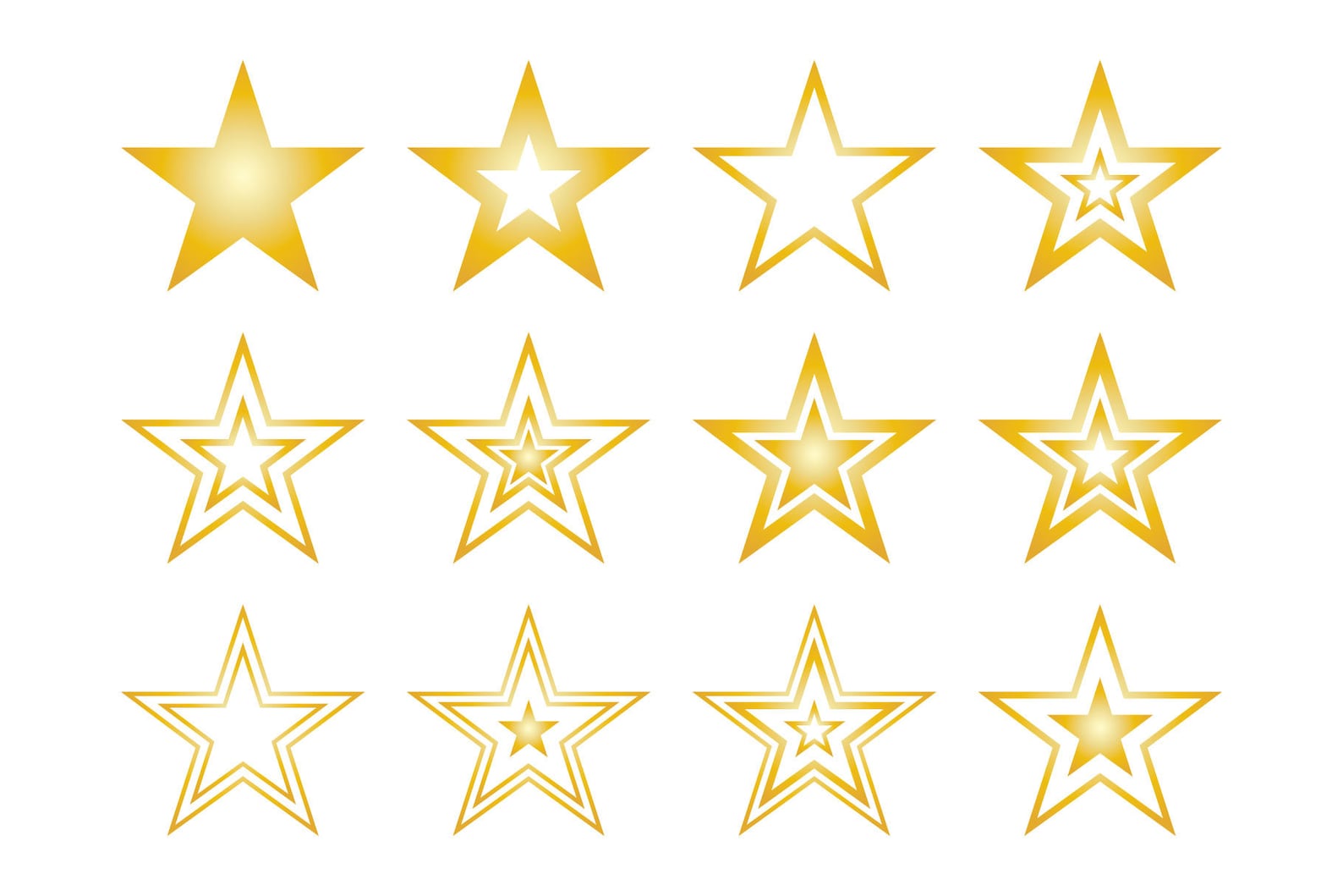 Stars Clip Art Set, PNG, SVG, VECTOR, Black, Gold, Silver, Star Symbol ...