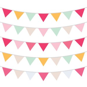 Spring Pink Orange & Mint Bunting Banner Clip Art Set, PNG, SVG, VECTOR ...