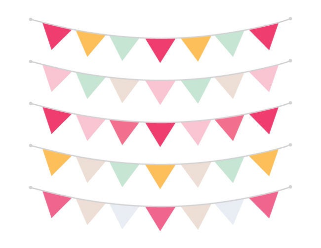 Spring Pink Orange & Mint Bunting Banner Clip Art Set PNG | Etsy