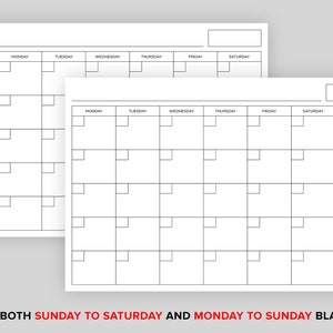 24x36 Inch Blank Calendar, 24" X 36" Calendar Template, Printable ...
