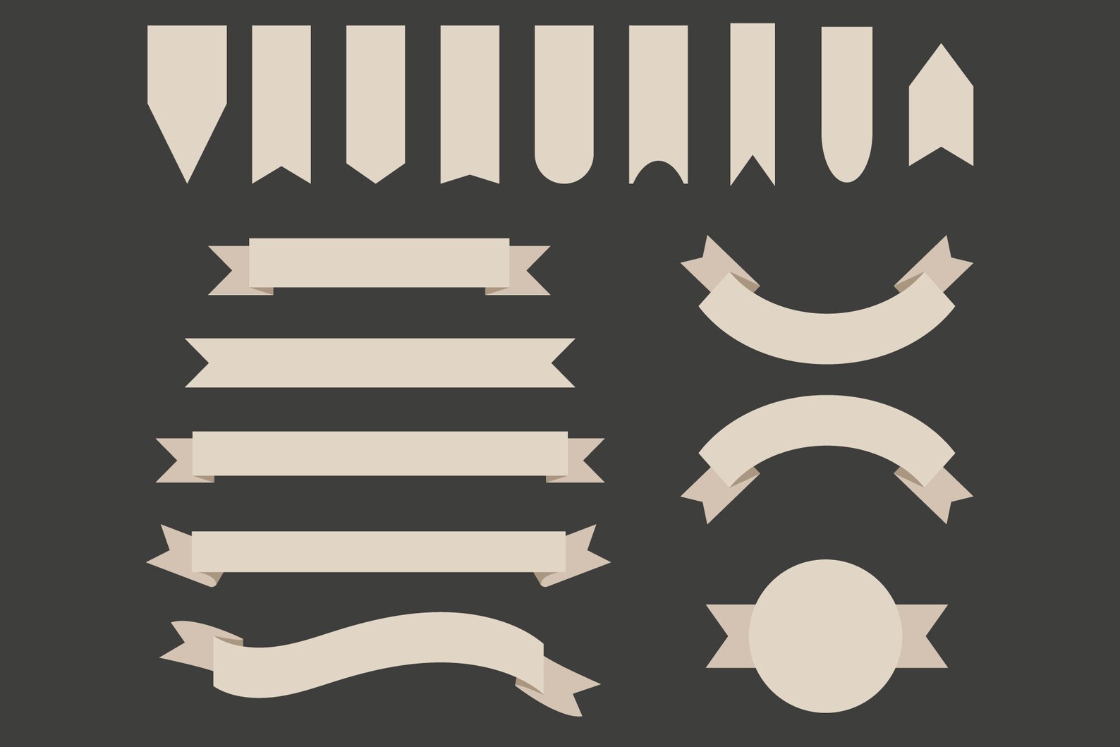 Tan Brown Badge & Banner Clip Art Set, PNG, SVG, VECTOR, Label Clipart ...
