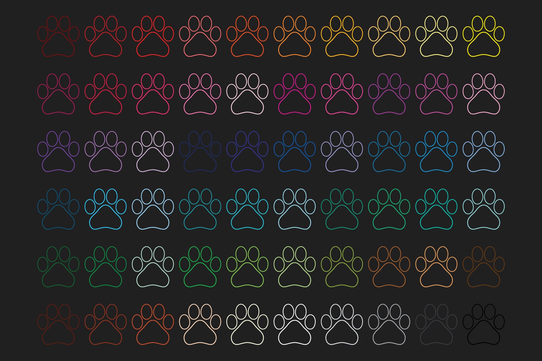 Dog Paw Print Clip Art Set, PNG, SVG, VECTOR, Dog Paw Silhouette, Dog ...