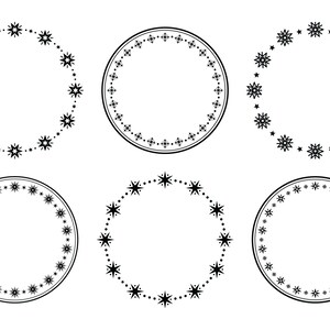 Starry Snowflake Winter Border Clip Art Set, PNG, SVG, VECTOR, Winter ...