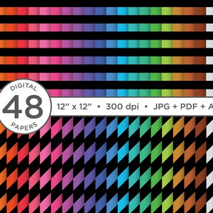Black Rainbow Seamless Stripes Digital Paper JPG PDF VECTOR - Etsy