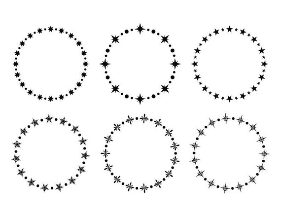 Star and Snowflake Frame Clip Art Set PNG SVG VECTOR Circle | Etsy