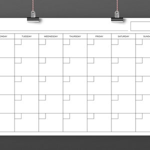 24x36 Inch Blank Calendar, 24" X 36" Calendar Template, Printable ...