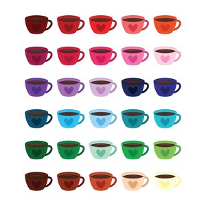 Valentine Coffee Heart Mug Clip Art Set, PNG, SVG, VECTOR, Cute ...