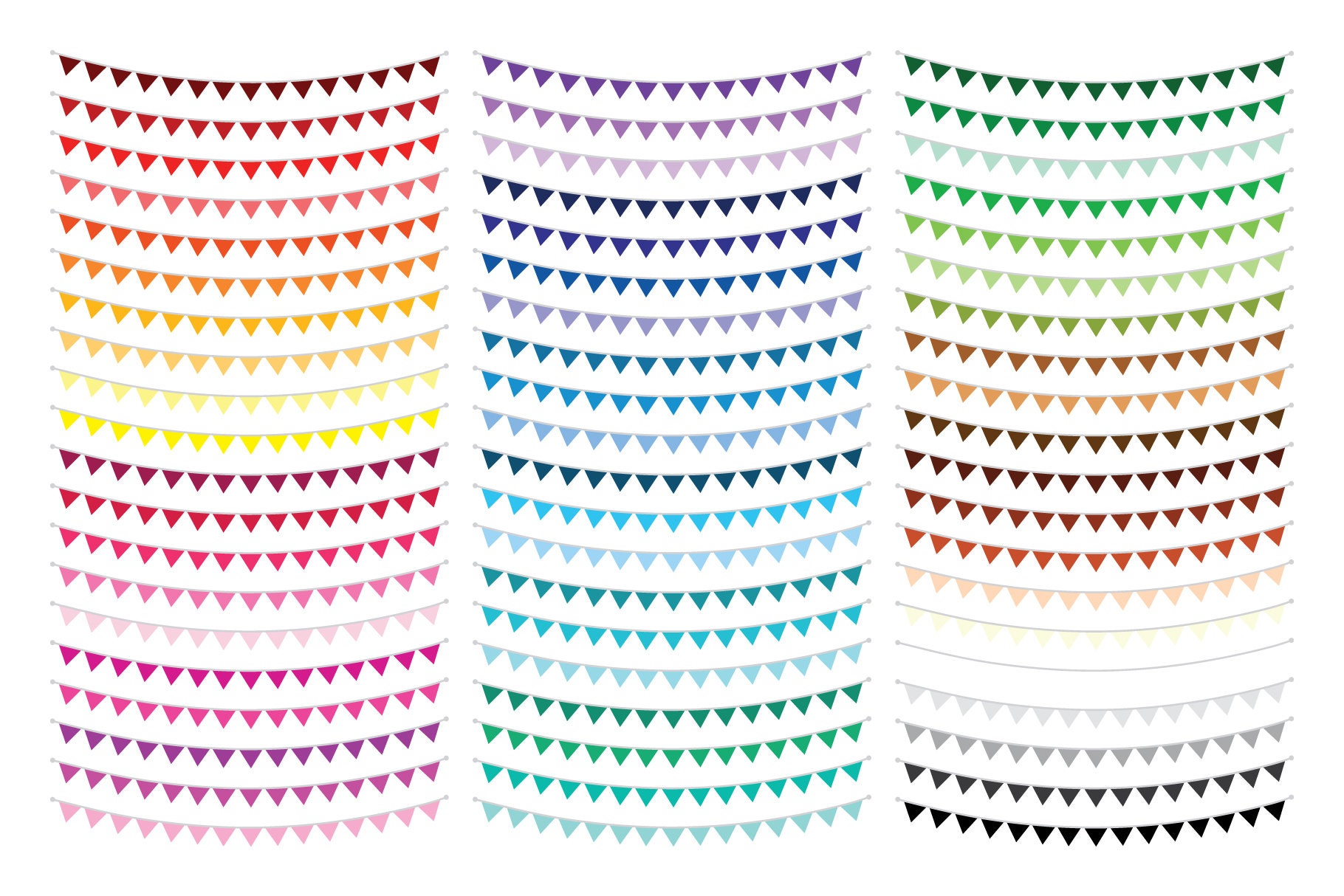 Single Color Triangle Banner Clip Art Set PNG SVG VECTOR - Etsy