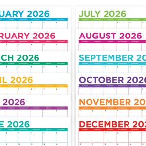 2026 8.5 X 11 Inch COLOR Calendar Template | INSTANT DOWNLOAD | Modern ...